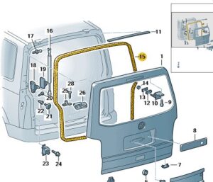 Van Parts Direct VW Transporter 2007 Onwards Rear Tailgate Seal | Genuine VW Commercial Parts
