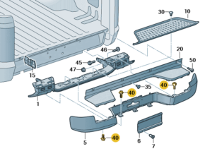 Van Parts Direct VW Amarok 2010 - 2022 Rear Bumper Fitting Kit | Genuine VW Commercial Parts