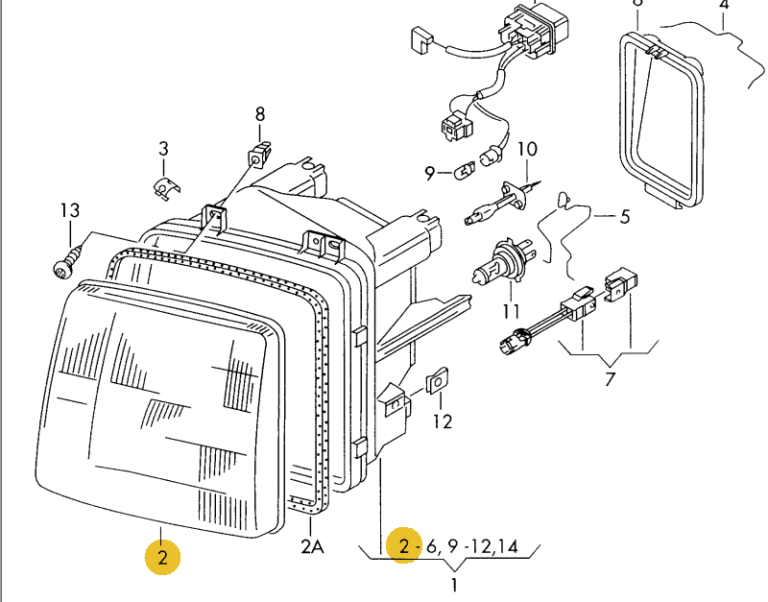 Van Parts Direct VW LT 1997 - 2007 N/S Headlight Lens | Genuine VW Commercial Parts